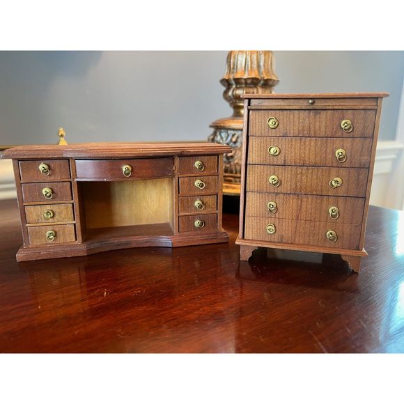 Shackman | Toys | Vintage Wooden Dollhouse Dresser And Desk Set 12 ...